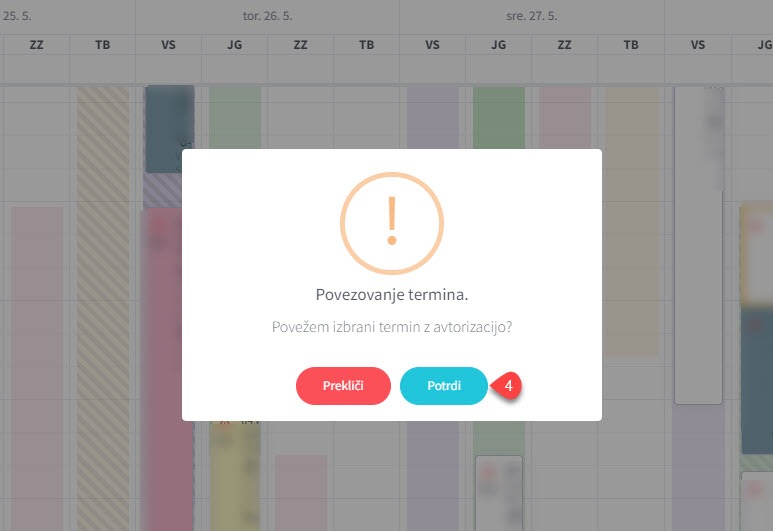 Povezovanje termina z avtorizacijo – Medifit